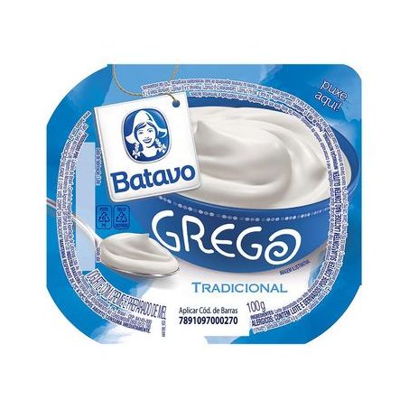 Iogurte Grego Batavo Tradicional Pote 100g | Andorinha Hiper Center