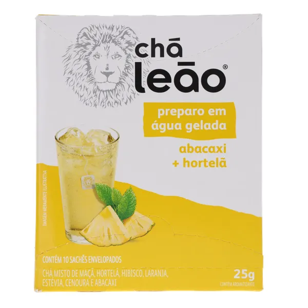 Chá Leão Mate Gelado Abacaxi e Hortelã Caixa 25g | Super Koch