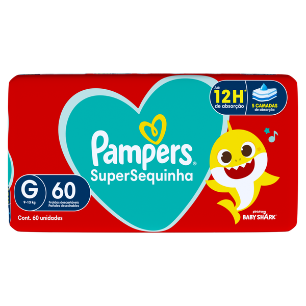 Fralda Descartável Infantil Pampers Supersequinha g Com 60 Unidades ...
