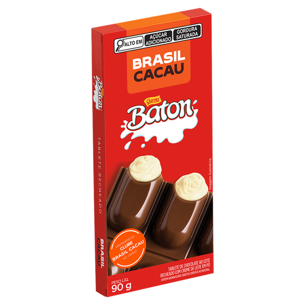 Tablete de Chocolate Ao Leite Baton Brasil Cacau 90g | Koch Supermercado