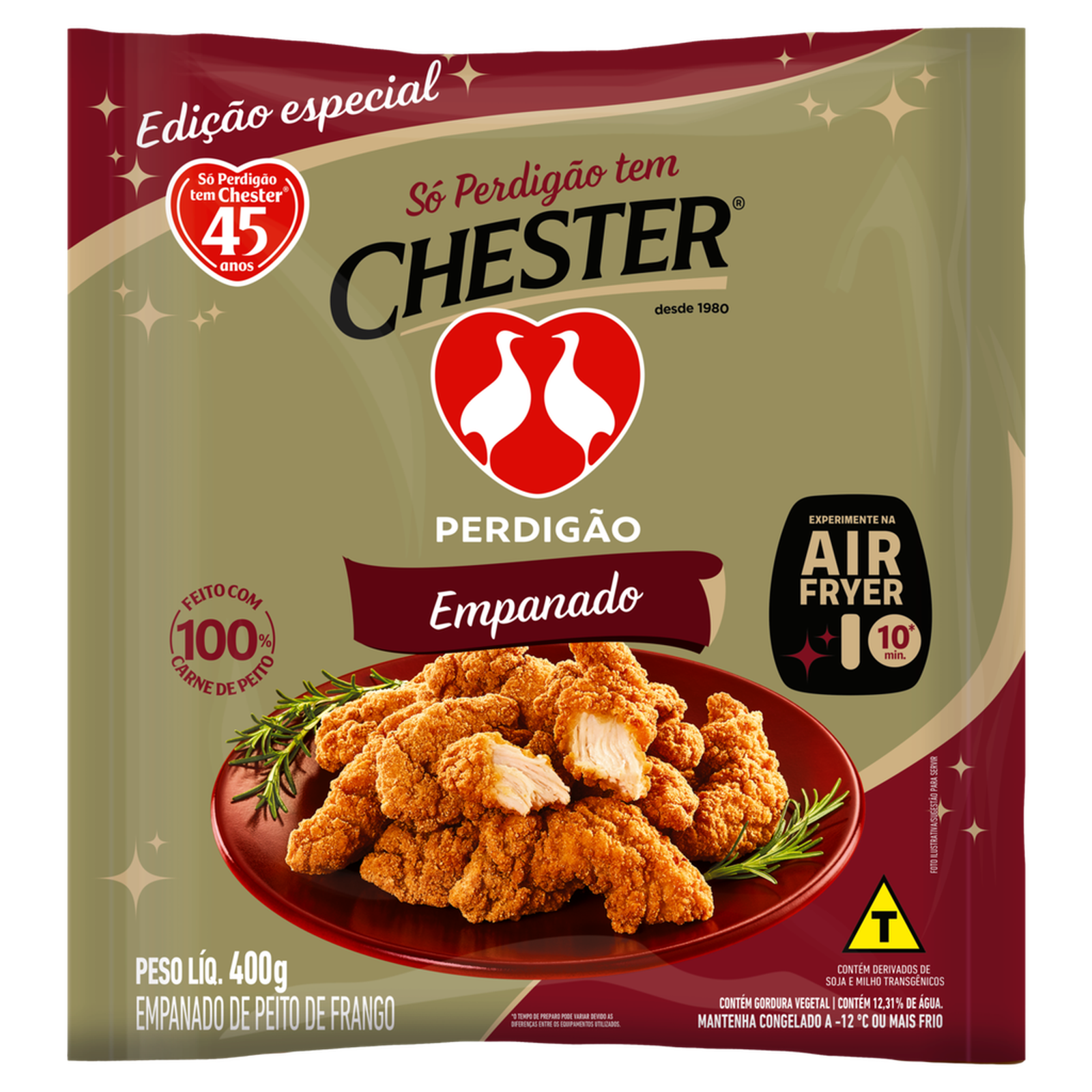Empanado de Peito de Frango Perdigão Chester 400g Edição Especial 45 ...
