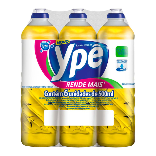 Detergente Líquido Ype Neutro Com 6 Unidades 500ml | Super Koch