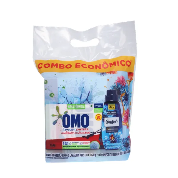 Kit Lava-roupas Em Pó Omo Lavagem Perfeita 1,6kg Amaciante Óleo de ...