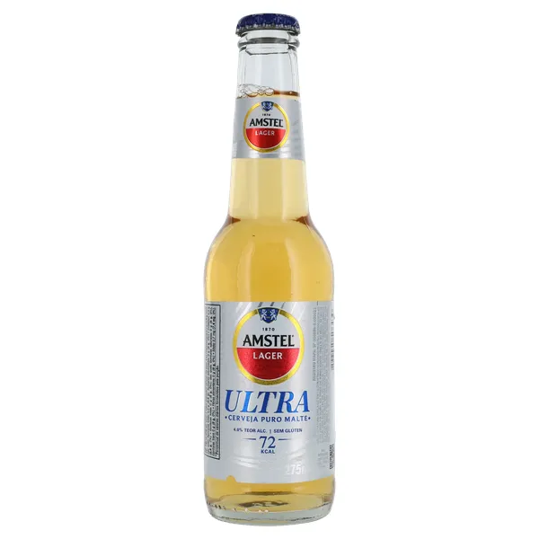 Cerveja Lager Puro Malte Sem Glúten Amstel Ultra Garrafa 275ml | Vila ...