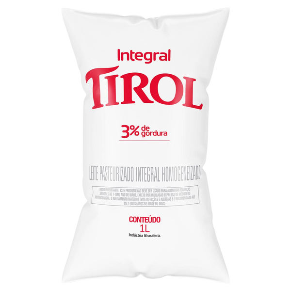 Leite Tirol 1 Litro - Integral - Pasteurizado - Pacote | Condor