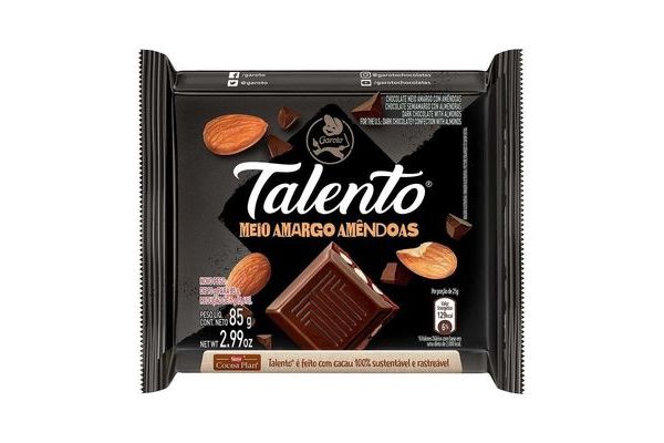 Chocolate Talento Meio Amargo Com Amêndoas 85g | Super Koch