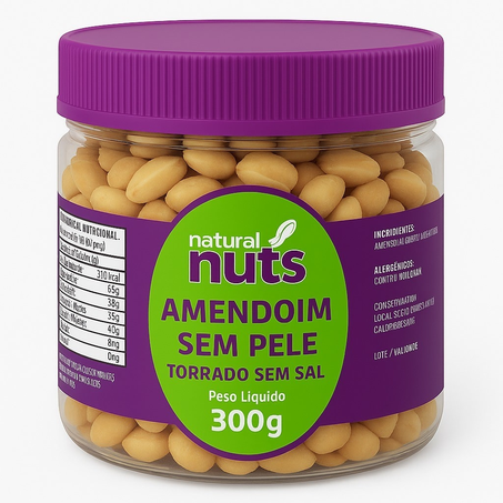 Amendoim Torrado e Salgado Natural Nuts Sem Pele 300g | Koch Supermercado