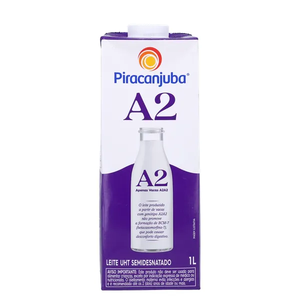 Leite Uht Tipo A2 Semidesnatado Piracanjuba 1l | Super Koch