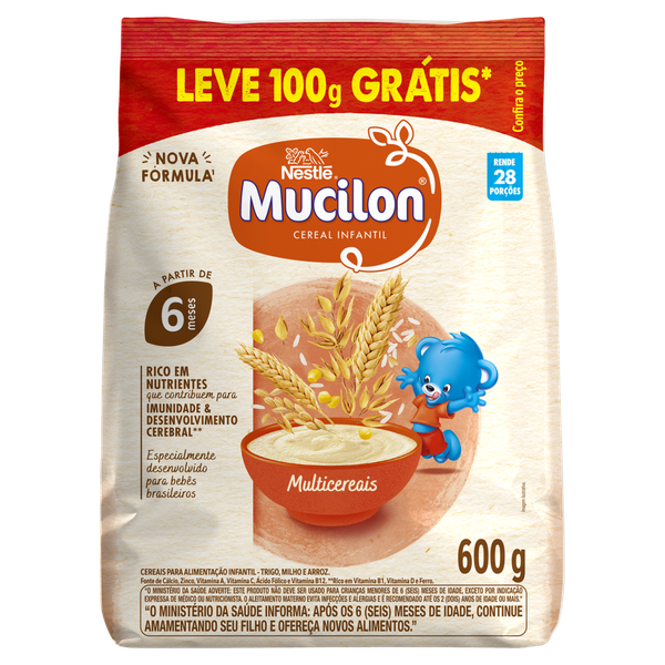 Cereal Para Alimentação Infantil Mucilon Multicereais 600g Leve Mais ...