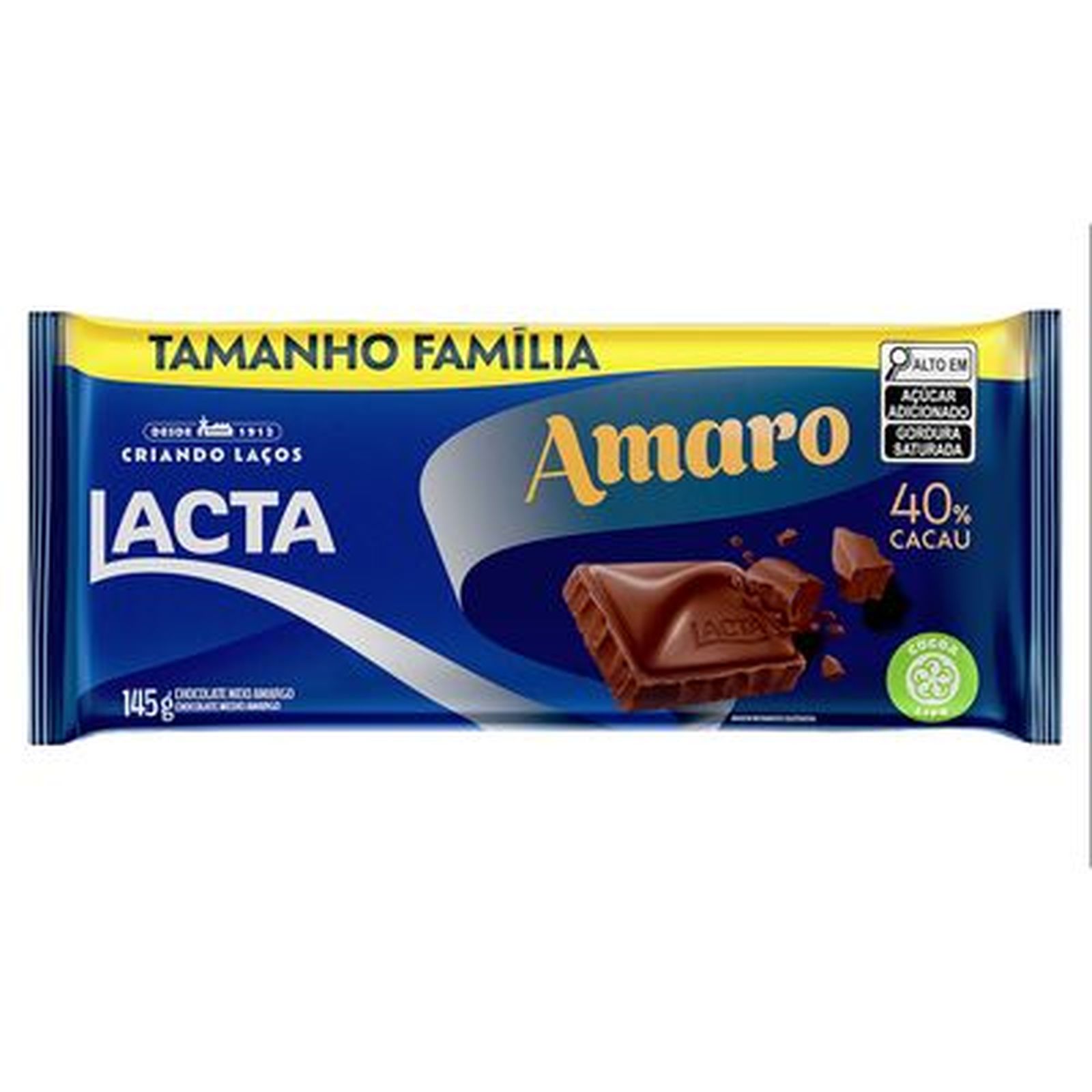 Chocolate Meio Amargo 40 Cacau Lacta Amaro Pacote 145g Tamanho Família | Super Koch