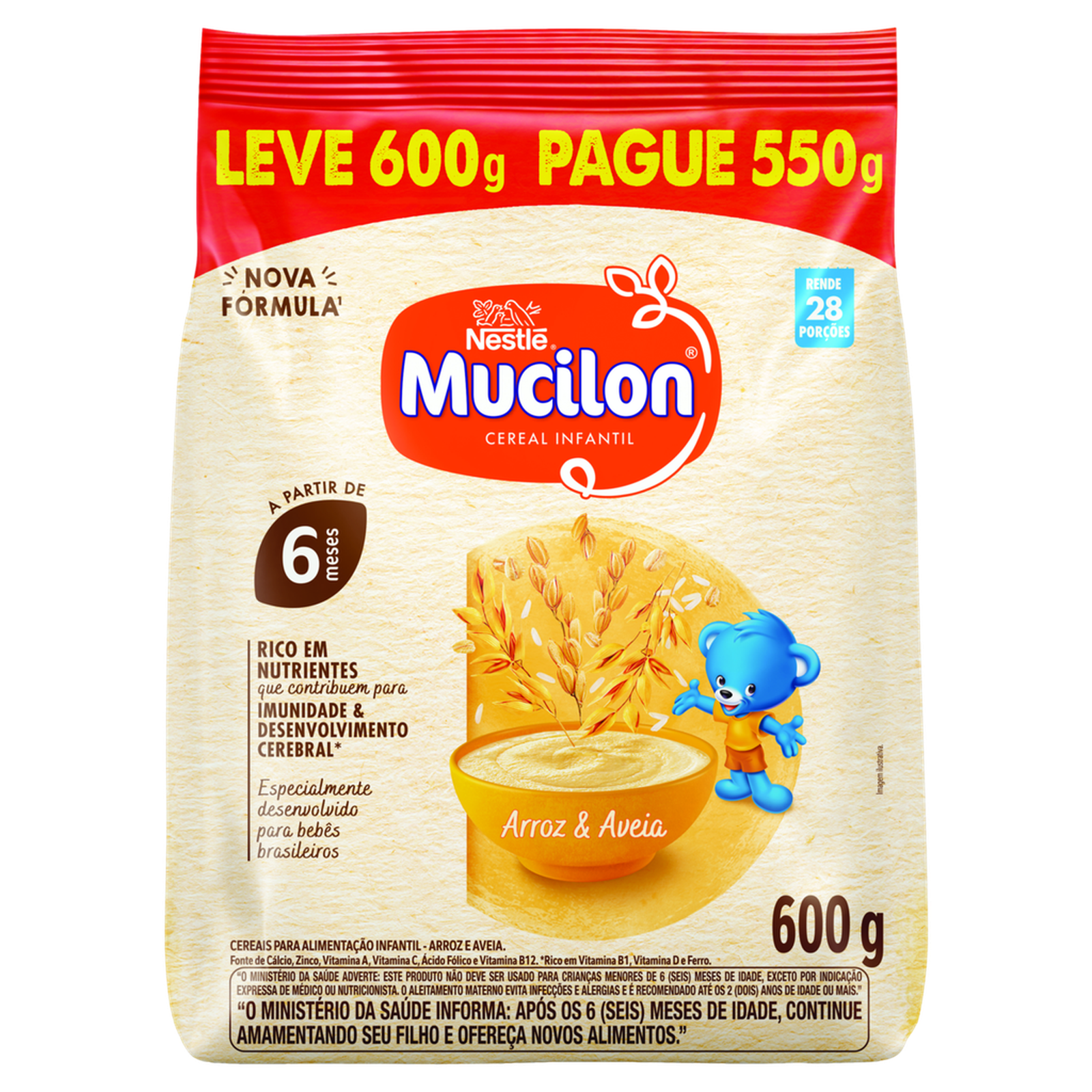 Cereal Infantil Mucilon Arroz e Aveia Leve 600g Pague 550g | Super Koch