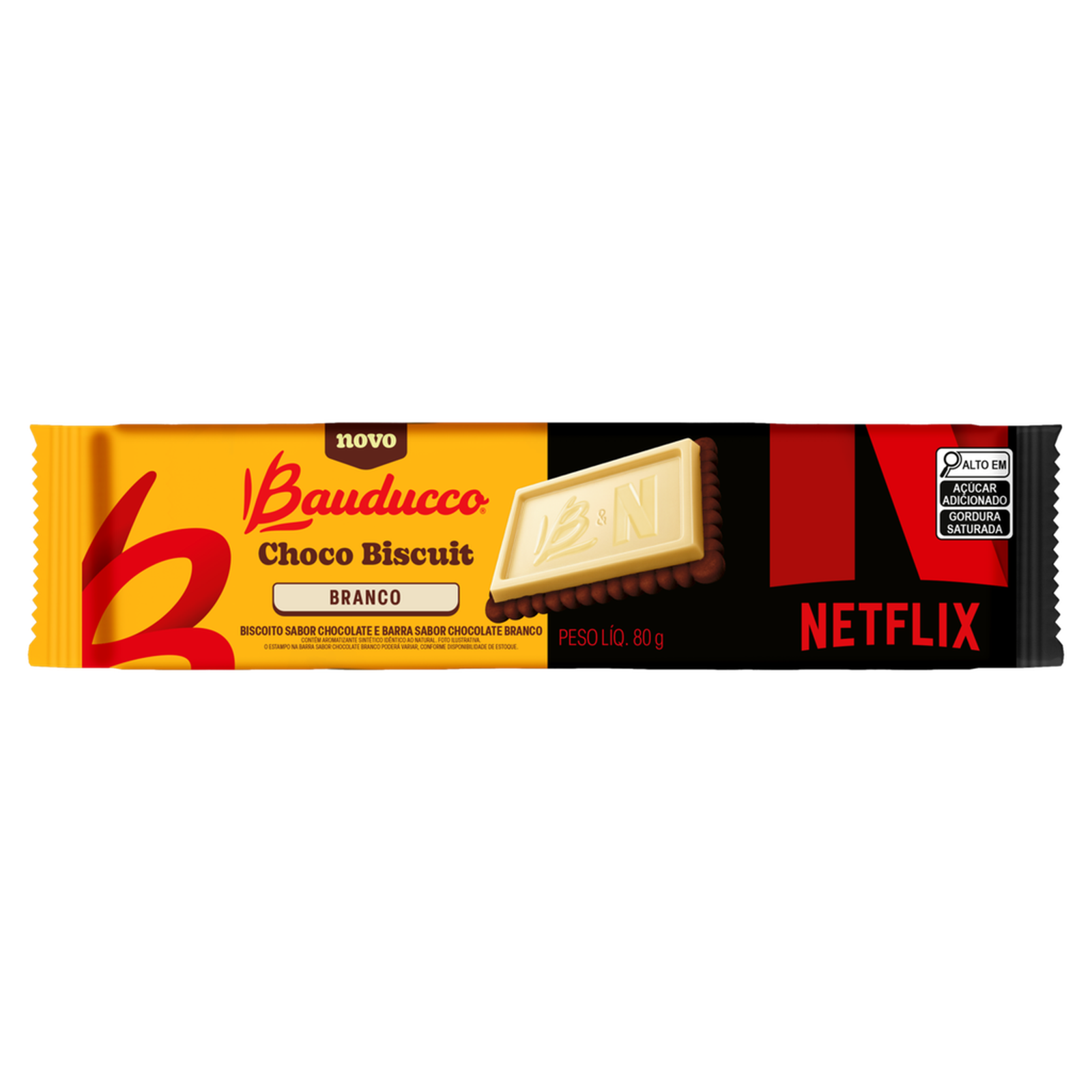Biscoito Bauducco Netflix Choco Biscuit Chocolate Branco 80g | Super Koch